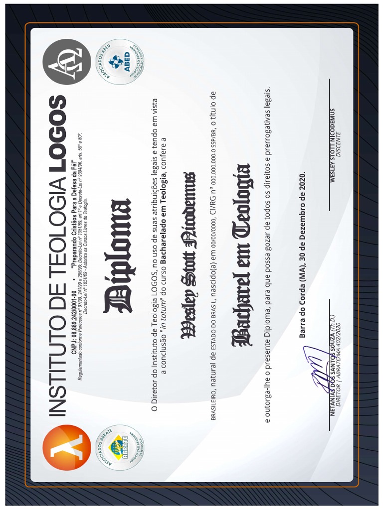 Modelo Certificado Bacharel | PDF