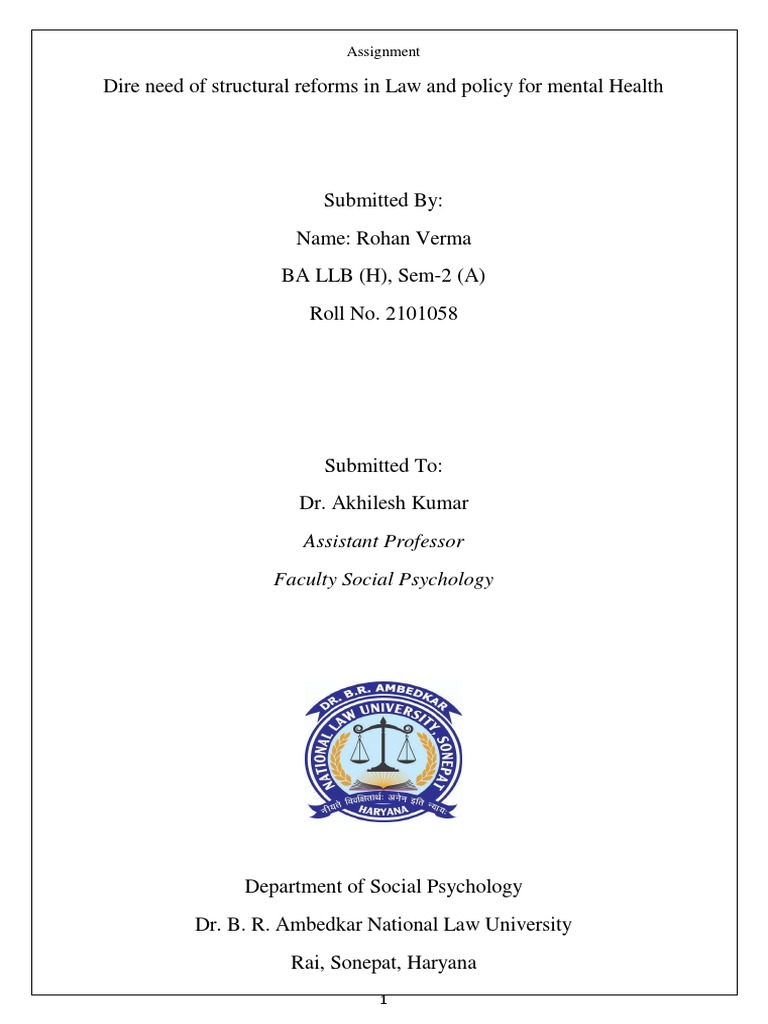 Social Psychology Project | PDF | Mental Health | Mental Disorder