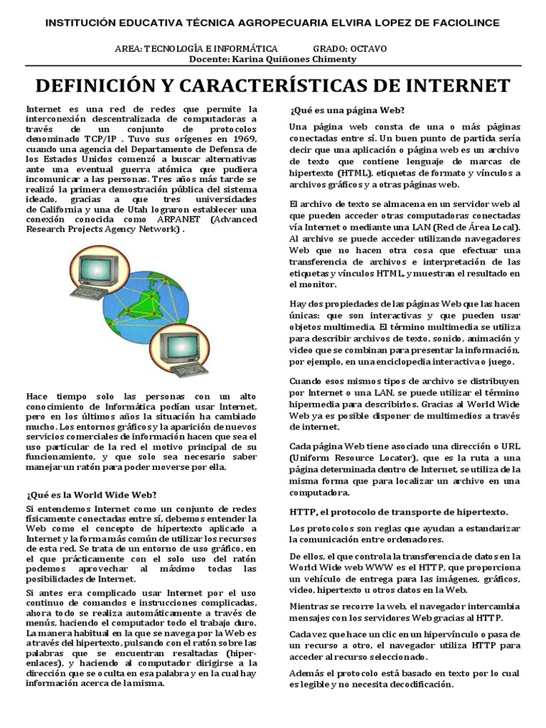 Definición y Caracteristicas de Internet | PDF | Red mundial | Internet y web