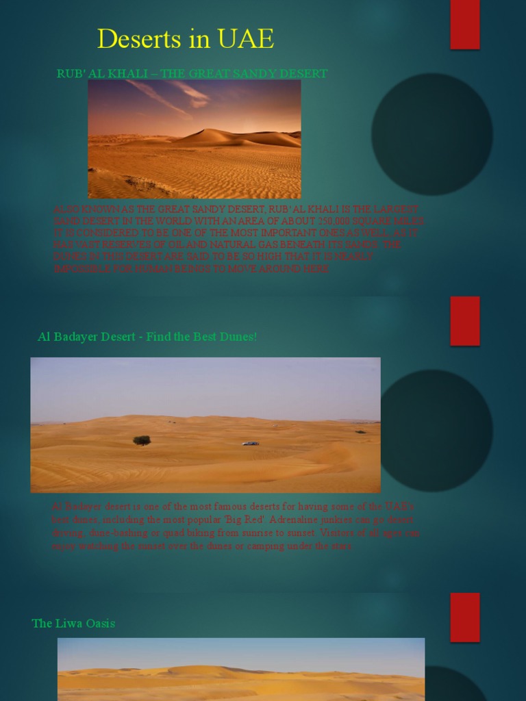 UAE's largest desert Rub' al Khali and other major deserts | PDF