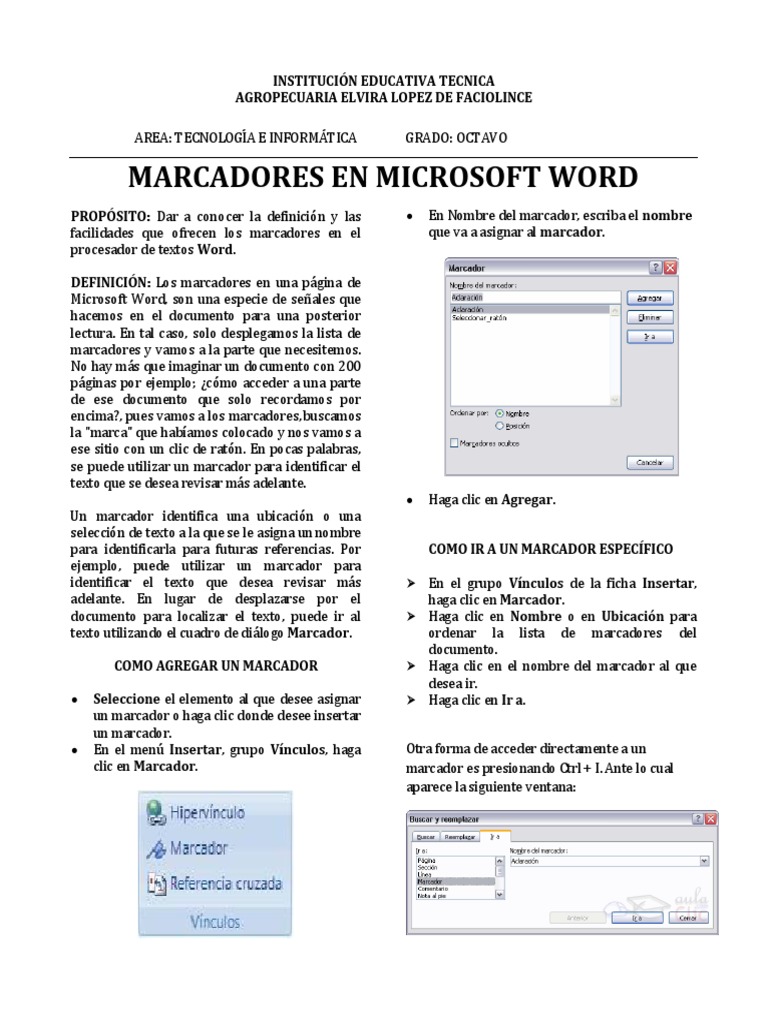 Marcadores en Word | PDF | Ventana (informática) | Software