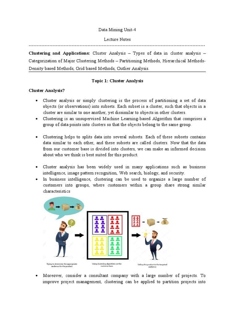 Data Mining Unit-4 | Download Free PDF | Cluster Analysis | Outlier