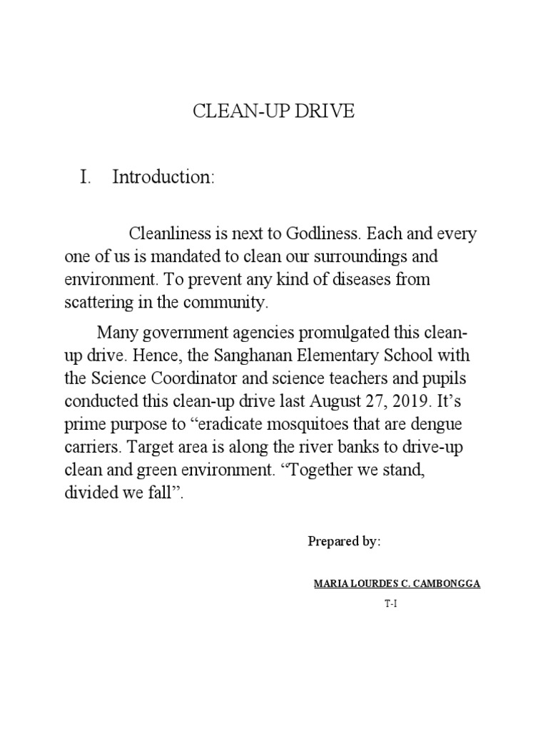Barangay Clean-Up Drive Report | PDF | Science & Mathematics