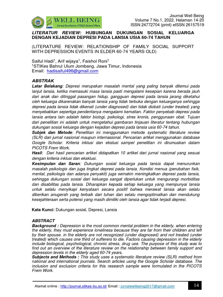 Literatur Review Hubungan Dukungan Sosial Keluarga | PDF