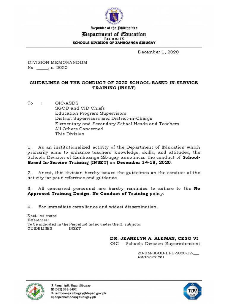 2020 INSET Guidelines for Teachers | PDF | Educational Assessment | Teachers