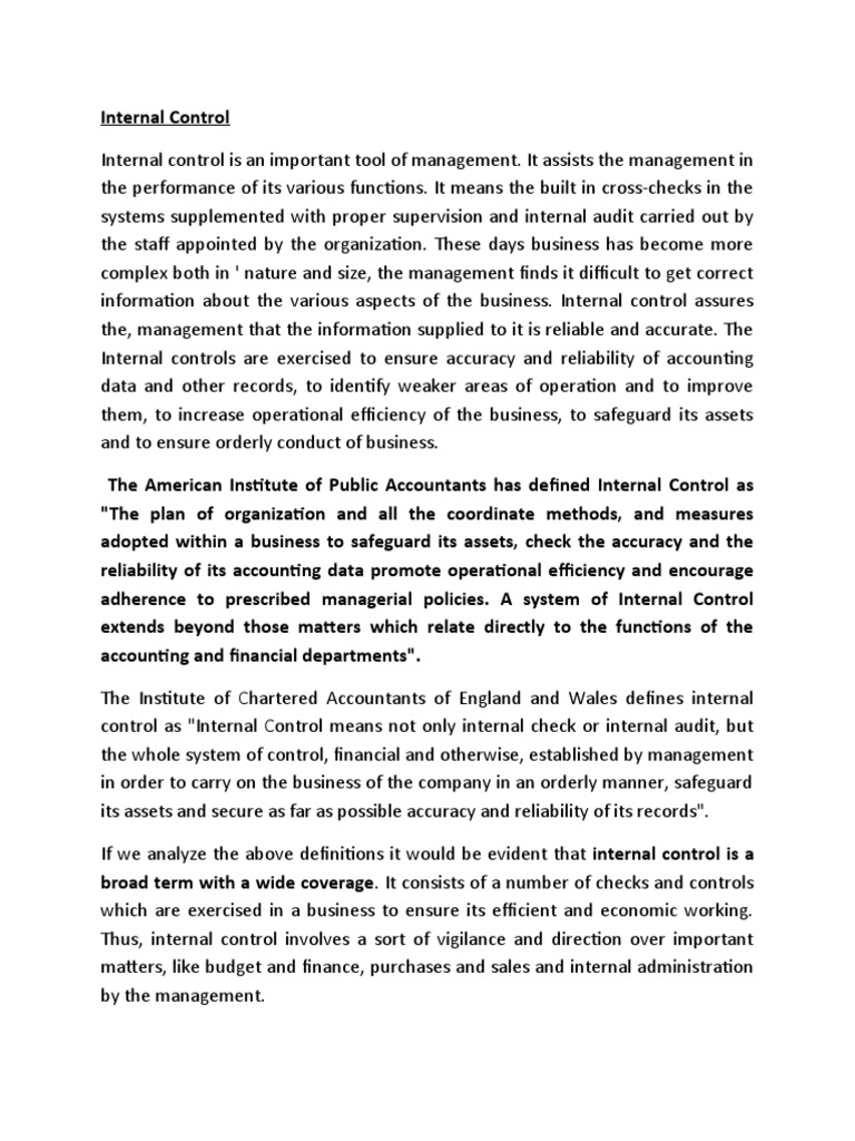 Internal Control and Internal Audit | PDF | Audit | Internal Control