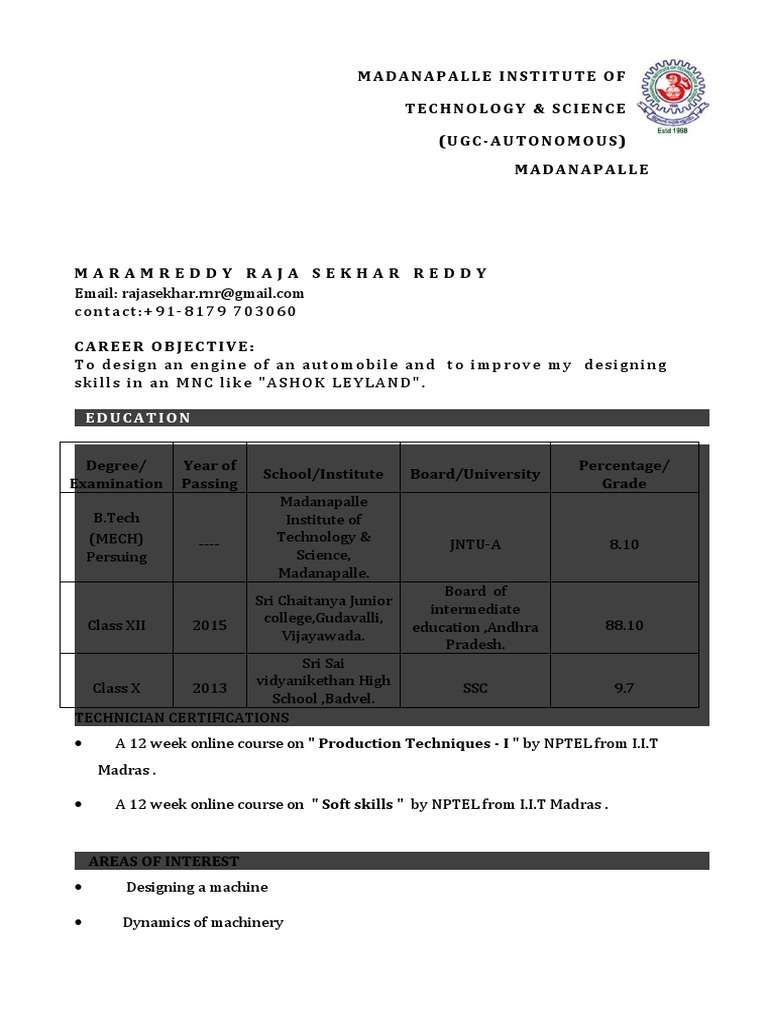 Raja Sekhar's Resume | PDF
