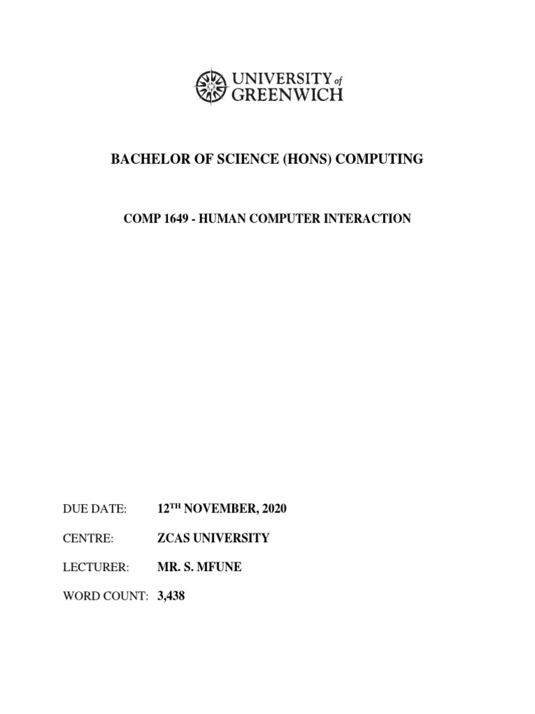 COMP 1649 Human Computer Interaction | PDF | Internet Of Things | Graphical User Interfaces