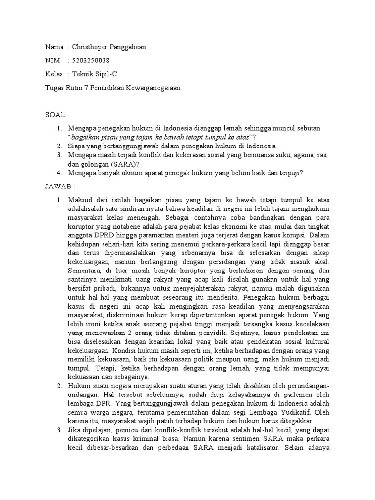 Tugas Rutin 7 | PDF | Politik | Ilmu Sosial