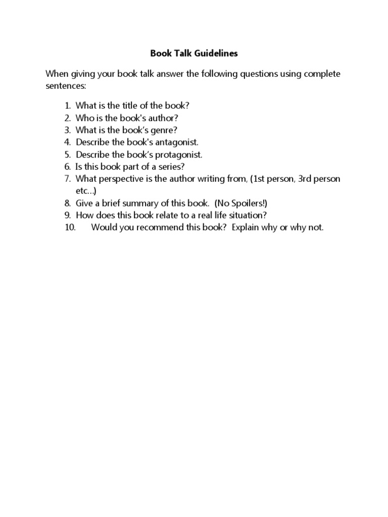 Book Talk Guidelines PDF