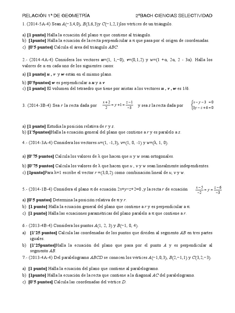 Geometría Selectividad | PDF | Geometria plana) | Línea (geometría)
