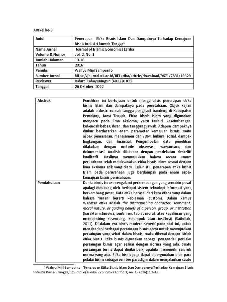 Contoh Tugas Review Artikel Jurnal | PDF