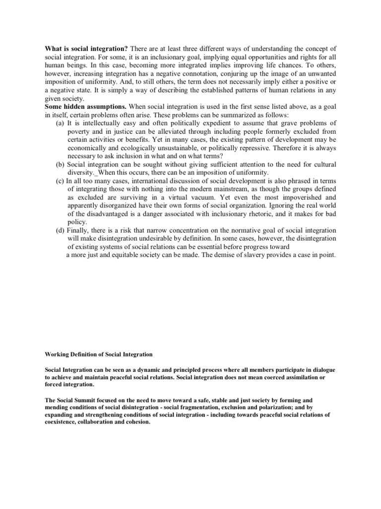 What Is Social Integration | PDF | Social Network | Sociology