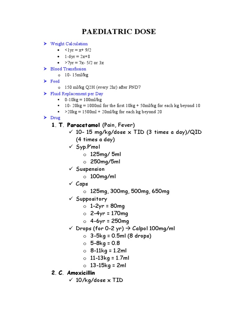 Paediatric Dose | PDF | Candidiasis | Drugs