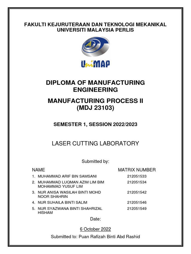 Laser Cutting Laboratory Report | PDF | Laser | Machining