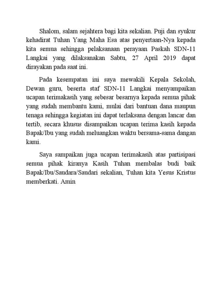 Sambutan Paskah | PDF | Kesehatan Holistik | Gaya Hidup