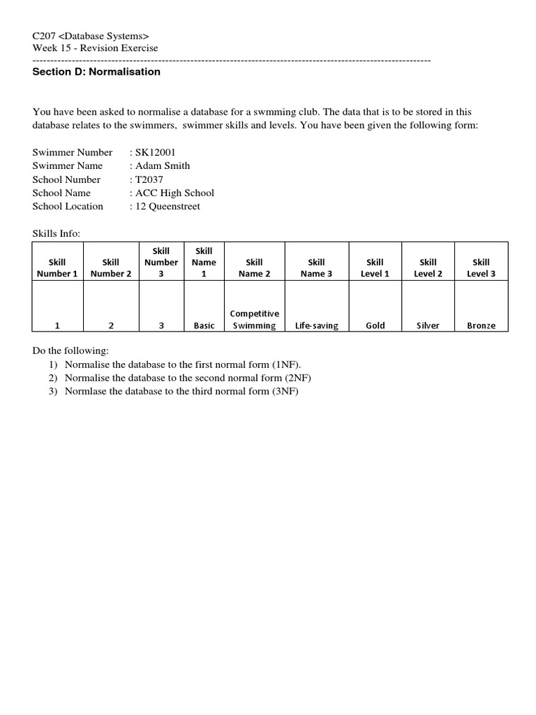 C207 Normalisation Revision Exercise Pdf Information Retrieval
