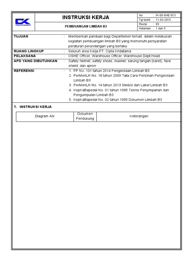 IK-00-SHE-013 Pembuangan Limbah B3 - Rev03 | PDF