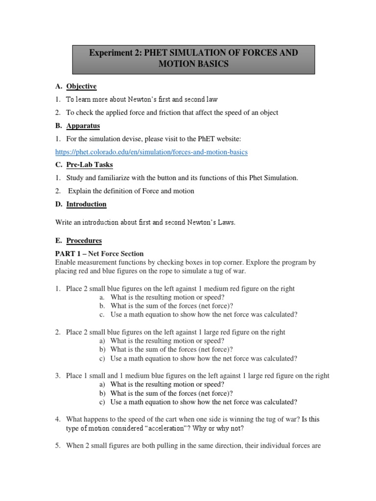 Force and Motion lab 2 (1) | PDF | Force | Physics