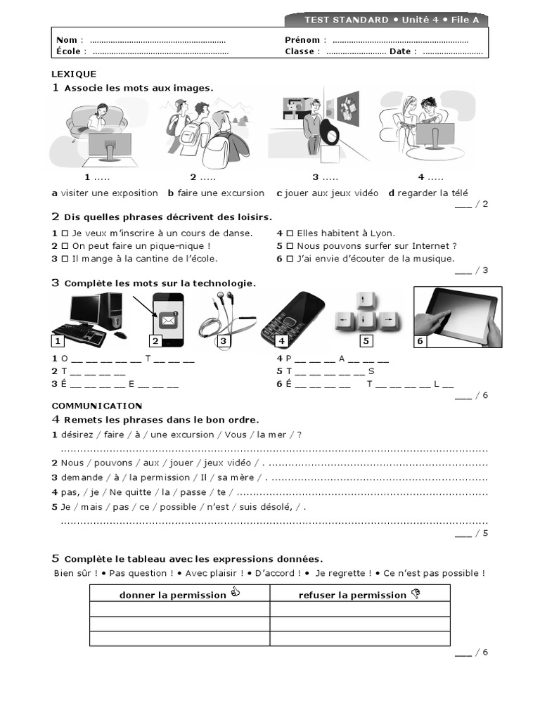 04 5test Standard - U4 - File - A | PDF | Linguistique