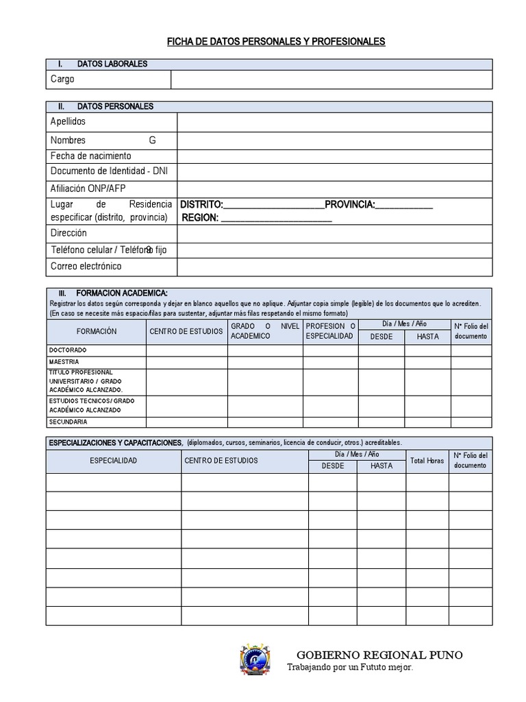 Ficha para Recursos Humanos | PDF