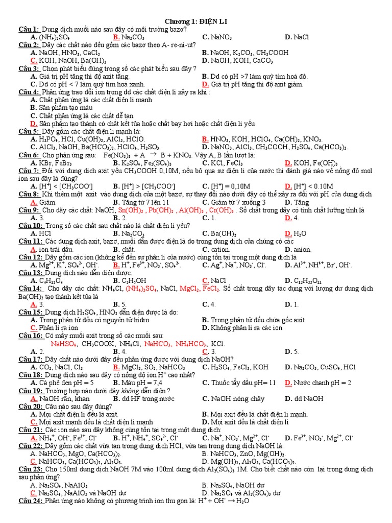 Đề Cương Ôn Tập Hki 11CB | PDF