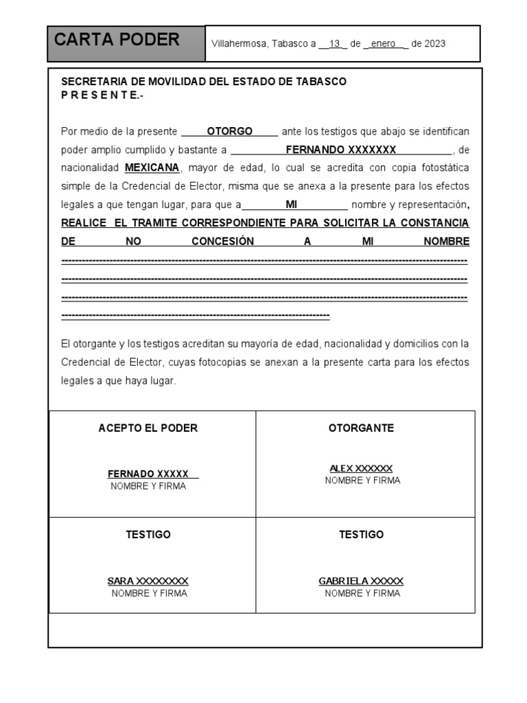 Formato Carta Poder | PDF