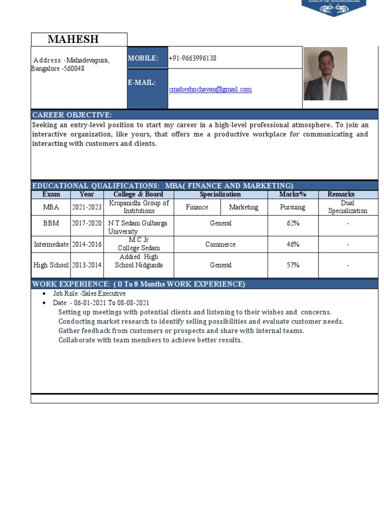 Mahesh Resume Word | PDF | Communication | Business
