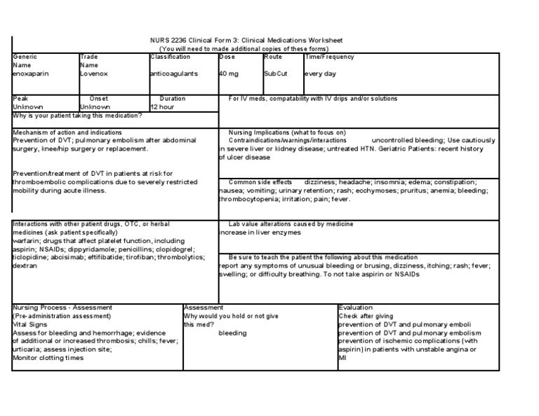 enoxaparin (Lovenox) | Cardiology | Medical Specialties