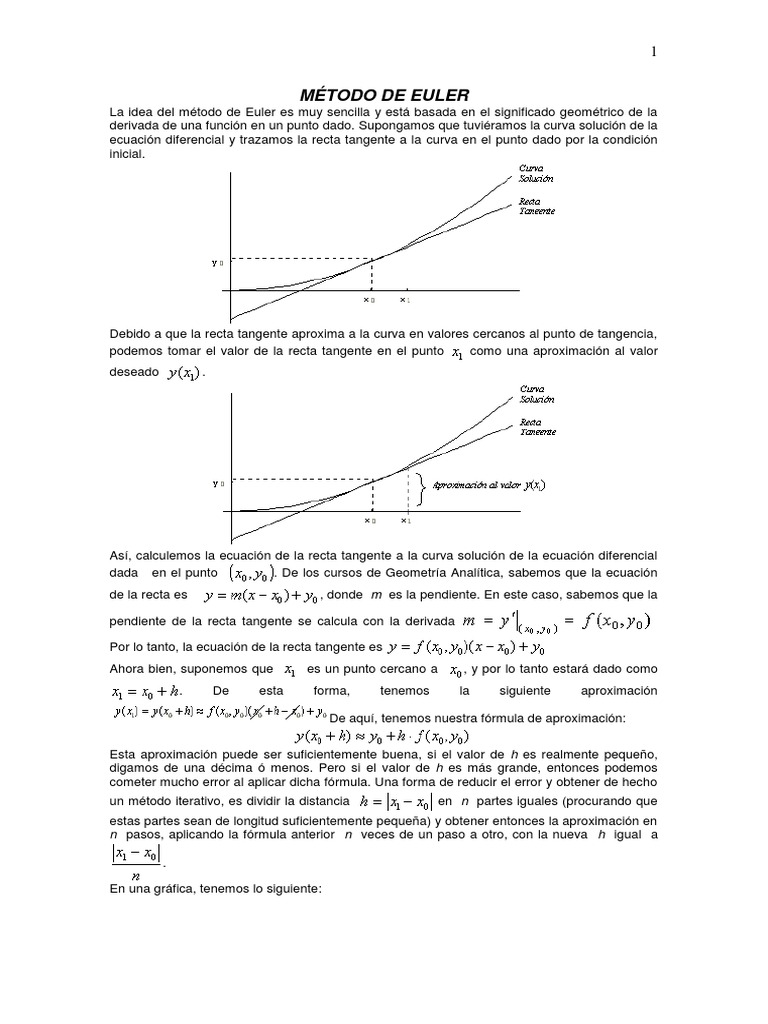 Método de Euler | PDF | Tangente | Ecuaciones