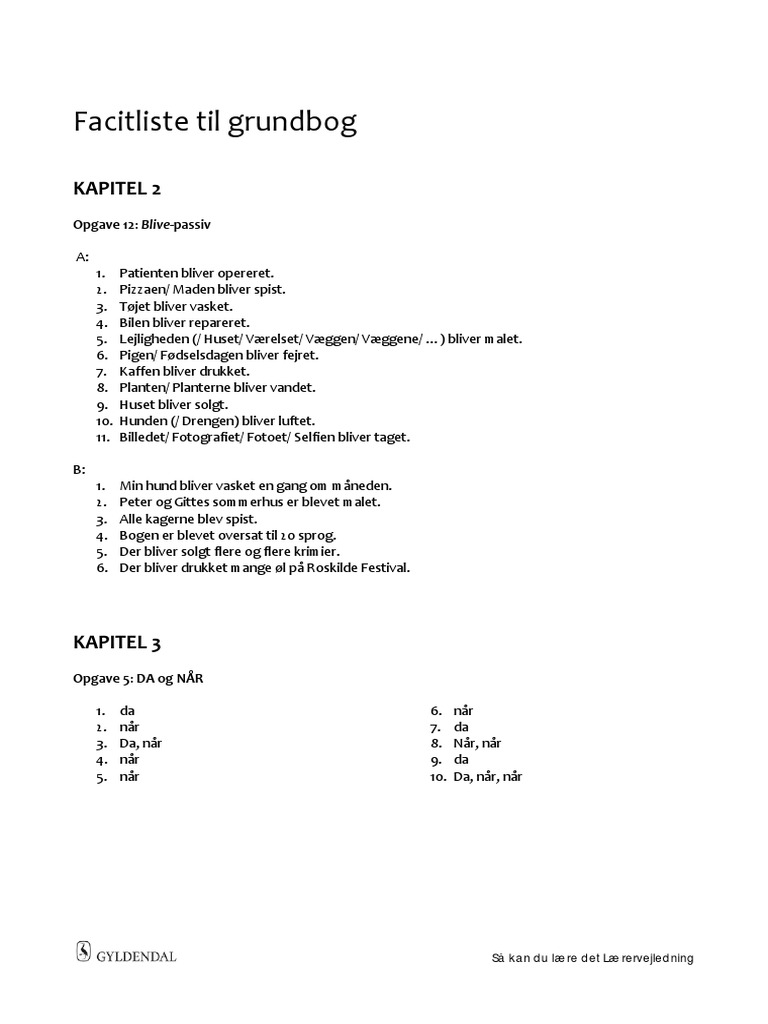 Facitliste Til Grundbog | PDF