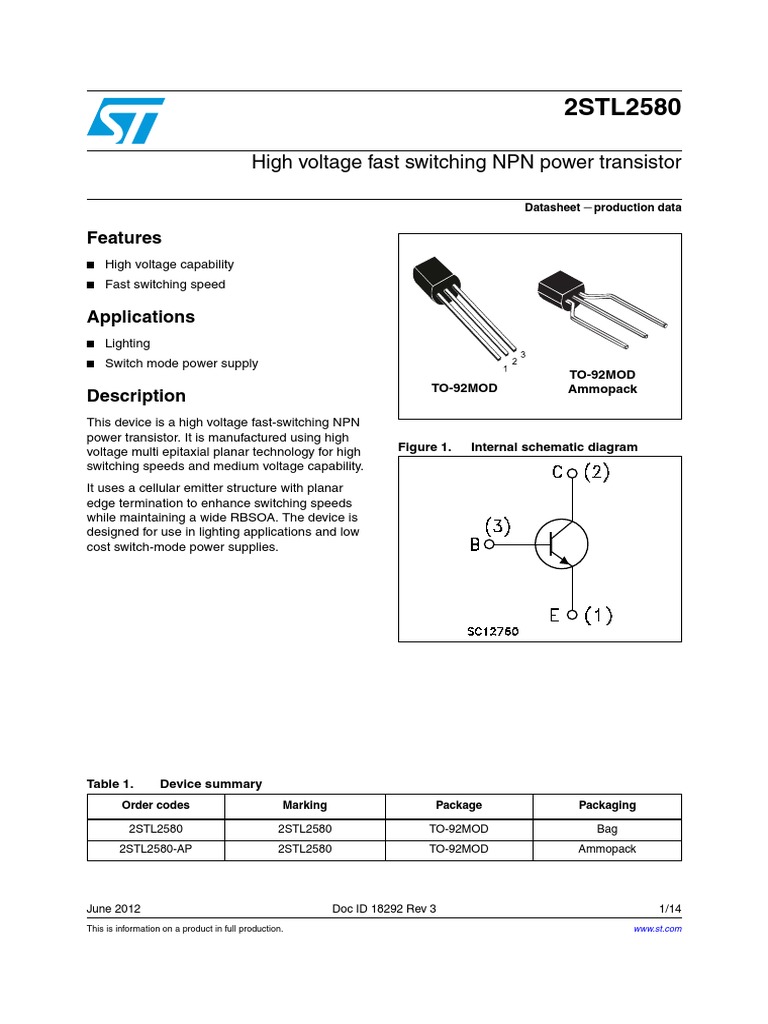 2 STL 2580 | PDF | Bipolar Junction Transistor | Semiconductors