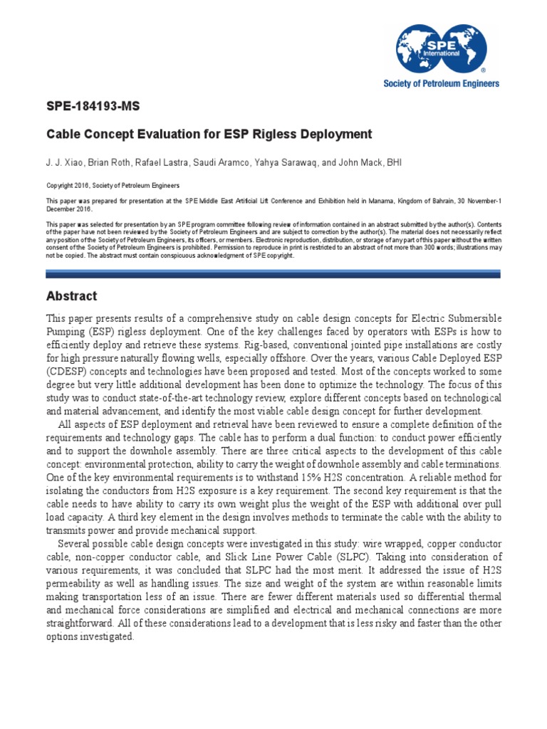 Spe 184193 | PDF | Pipe (Fluid Conveyance) | Electrical Connector