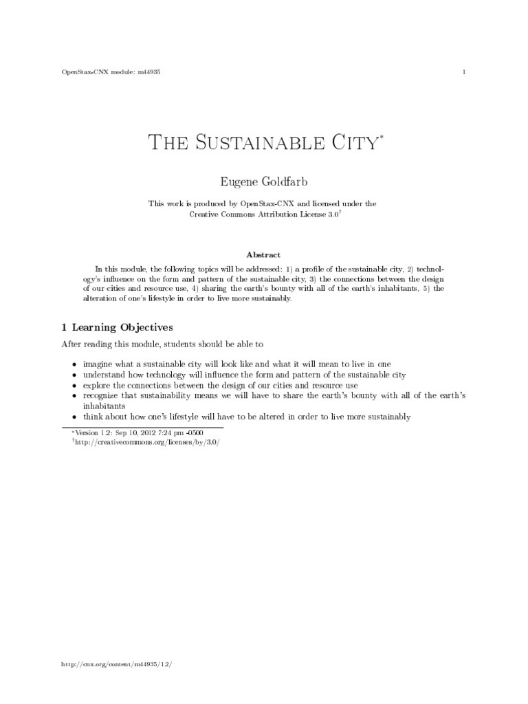 The Sustainable City | PDF