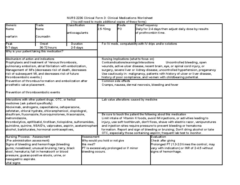 Warfarin Coumadin | PDF | Medical Specialties | Clinical Medicine