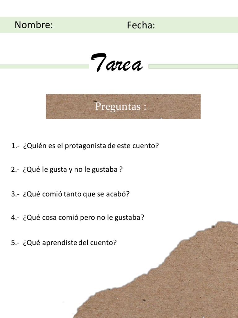 Preguntas de Comprensión de Cuento | PDF | Artes del Lenguaje y ...