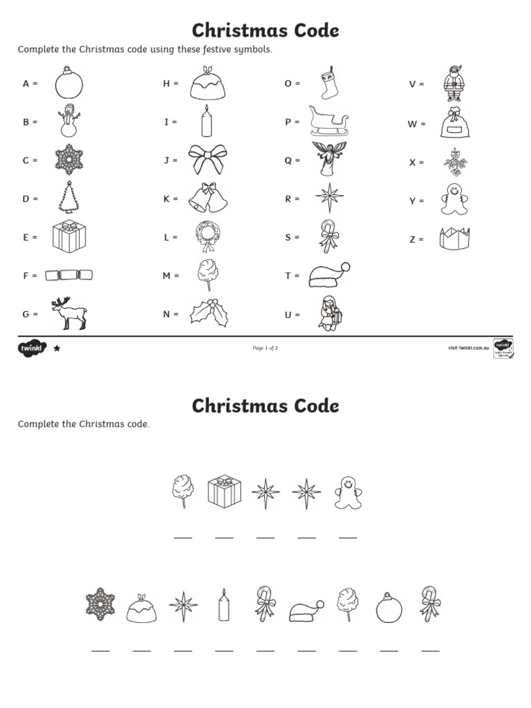Au T 253075 Cryptic Christmas Code Activity Sheet - Ver - 3 | PDF