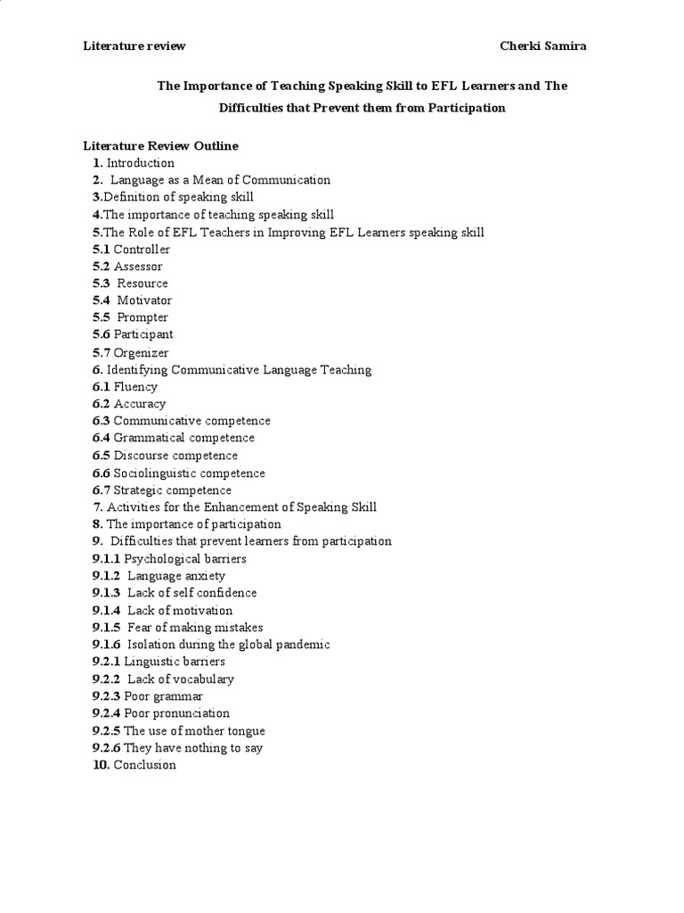 The Importance of Teaching Speaking Skill To EFL Learners and The ...