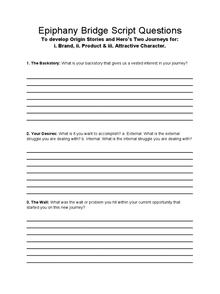 Epiphany Bridge Script Questions | PDF