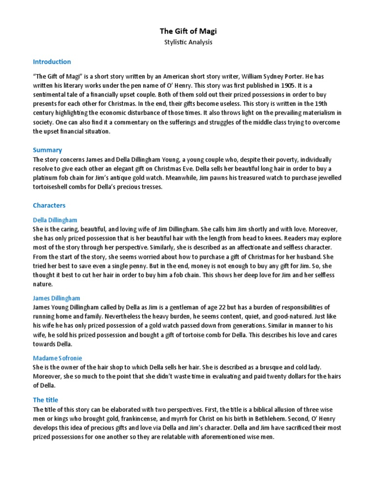 The Gift of Magi - Stylistic Analysis | PDF | Narration | Irony
