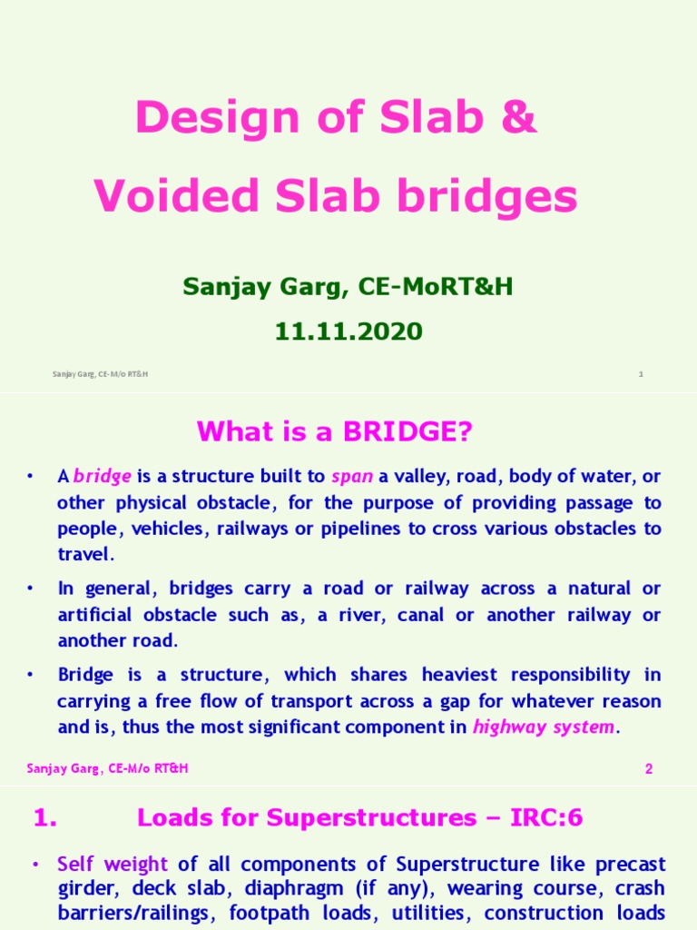 Designs of Slab Bridges For Lecture On 11112020 | PDF | Bridge | Road