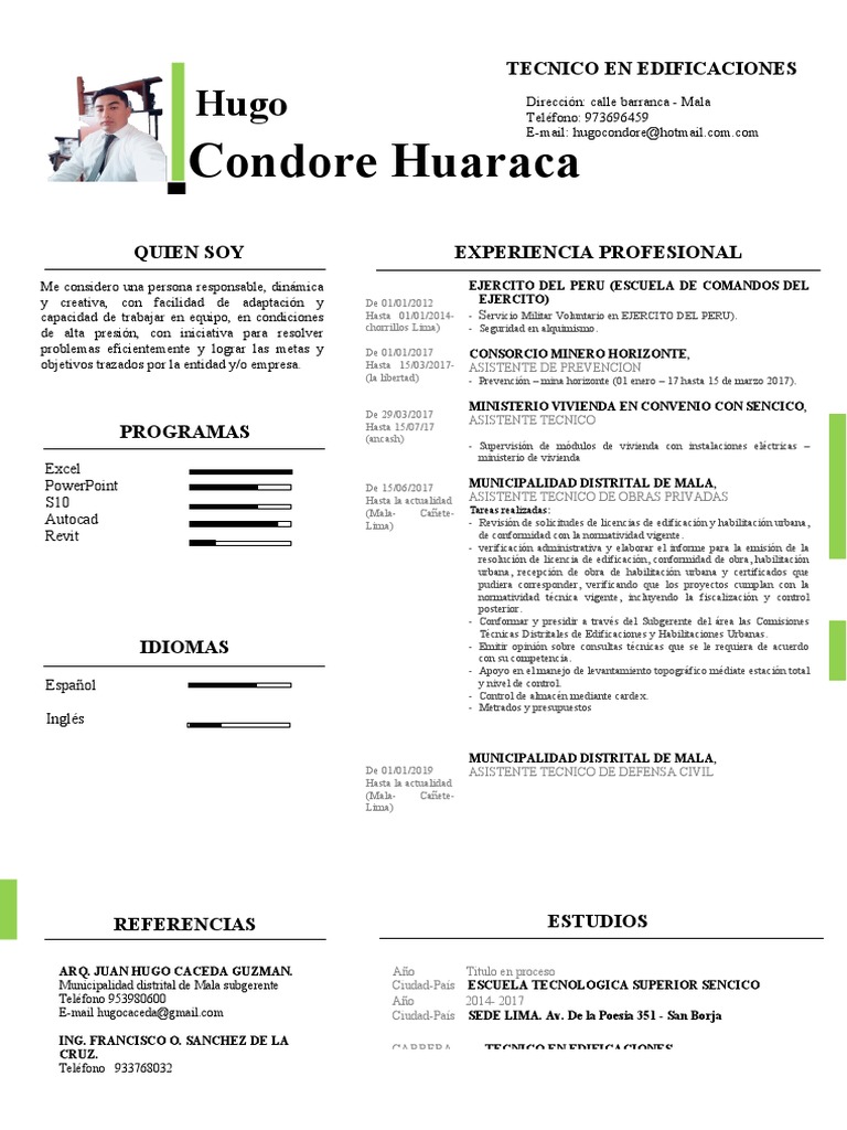 cv hugo actualizaado 2019 | PDF | Lima | Perú
