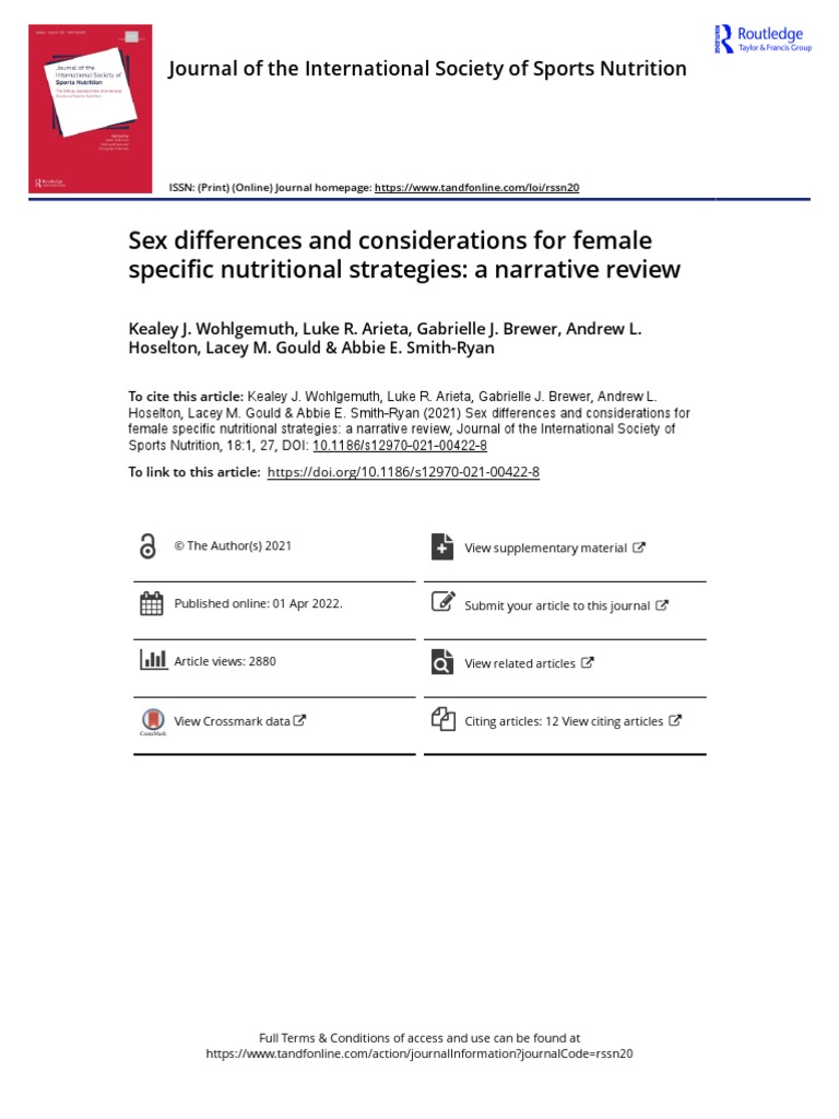 Sex Differences And Considerations For Female Specific Nutritional