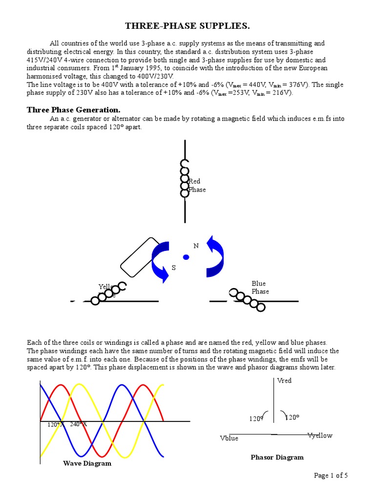 Three Phase Supply Notes | PDF | Alternating Current | Power Engineering