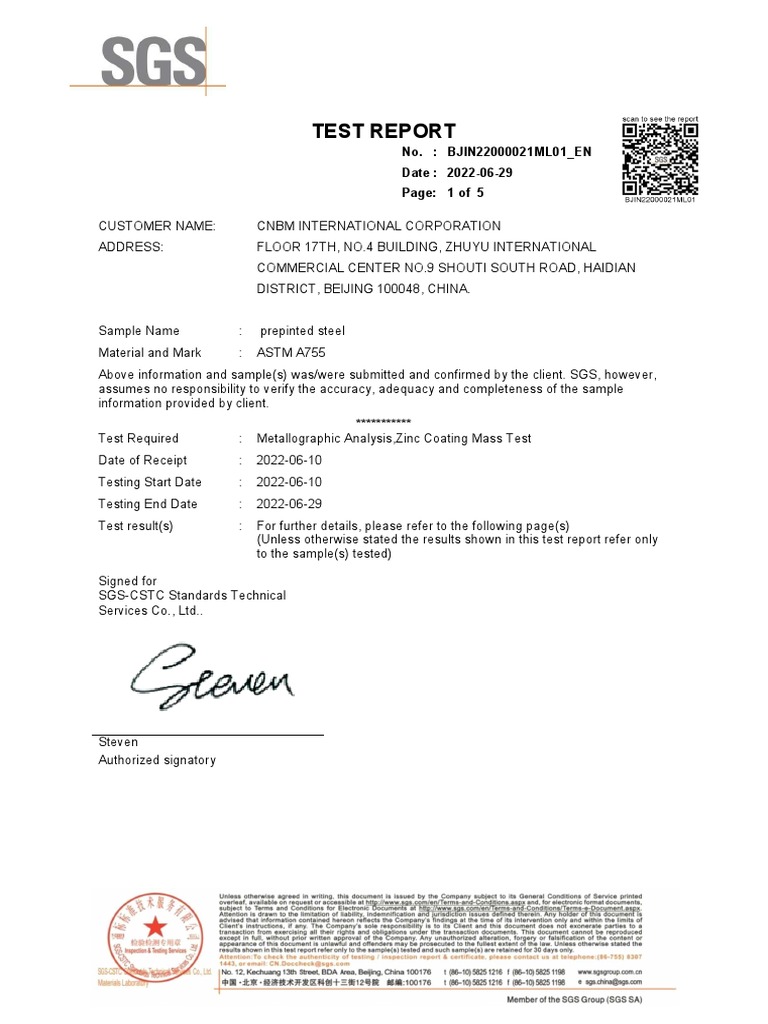 SGS Test Report | PDF | Materials | Chemistry