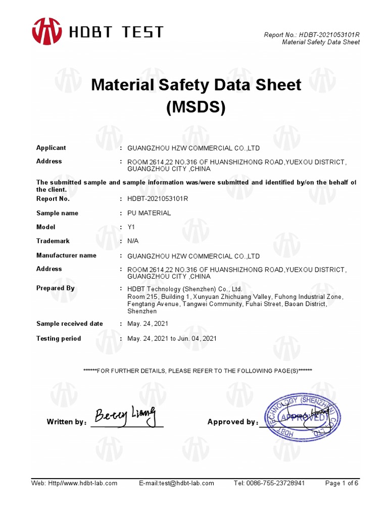 PU Material-MSDS | PDF