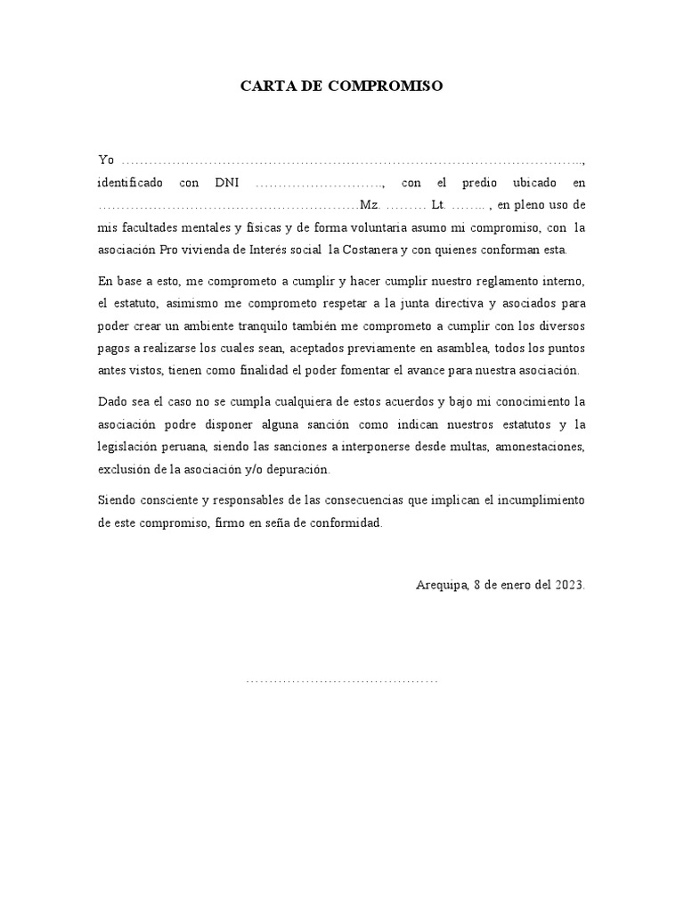 Carta de Compromiso | PDF