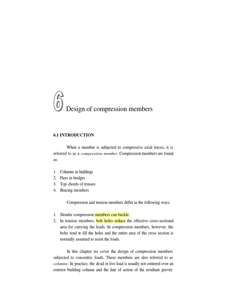 CE532 Chap 6 - Design of Compression Members | PDF | Buckling | Column