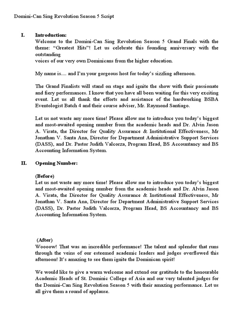 Grand Finale Script | Download Free PDF | Harmony | Performing Arts