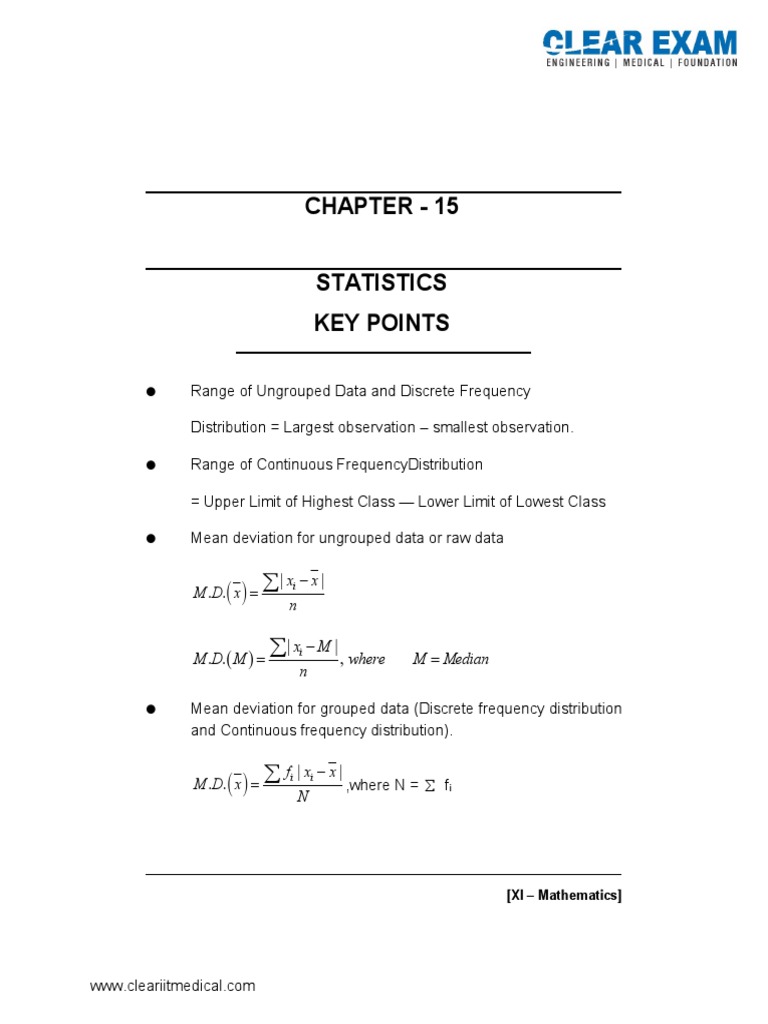 Key Concepts and Formulas in Statistics | PDF | Standard Deviation ...